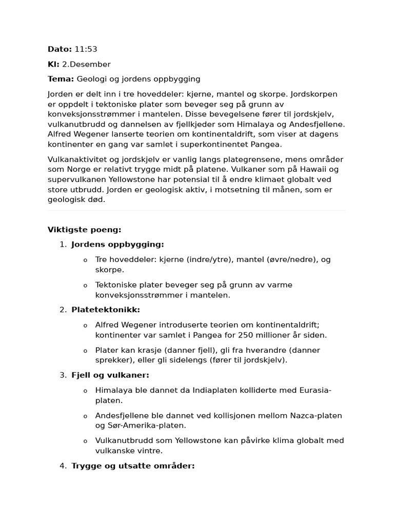 Geologi Og Jordens Oppbygging | PDF