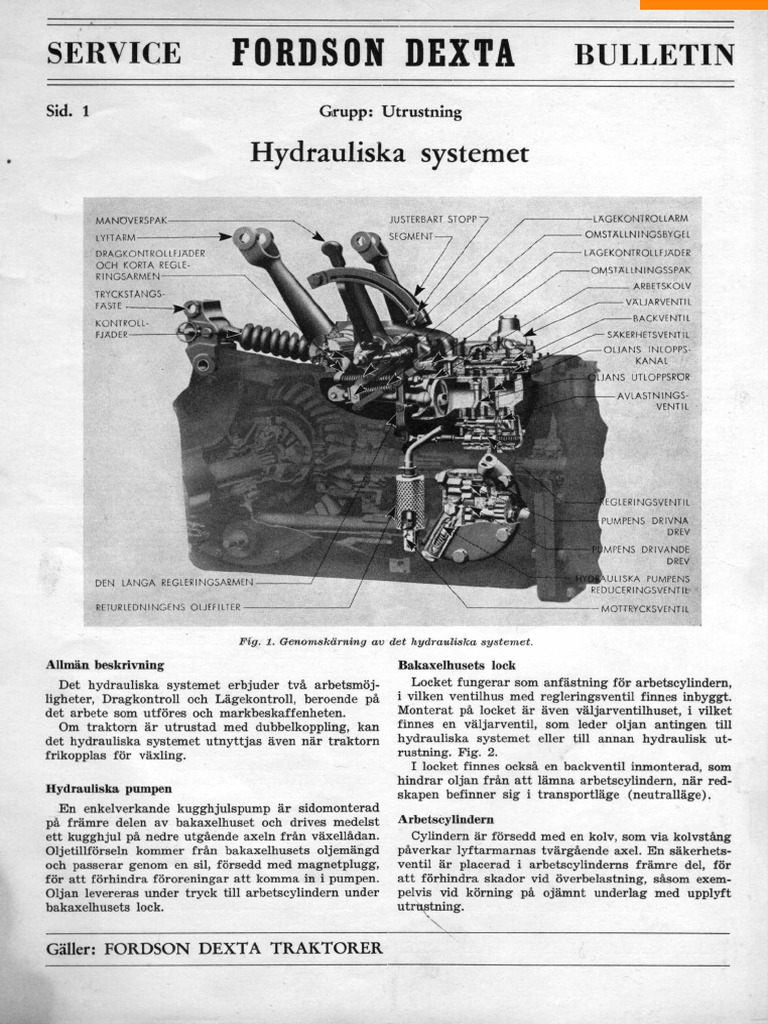 Fordson Dexta Hydraulikhandbok Med Elscheman SV | PDF