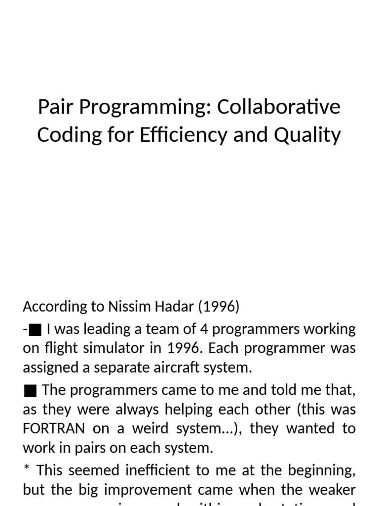 Pair Programming Presentation | PDF | Computer Programming | Programmer