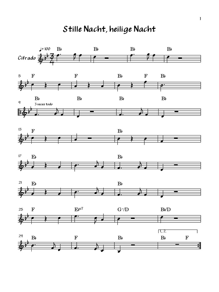 Stille Nacht, Heilige Nacht Clave en Sol | PDF