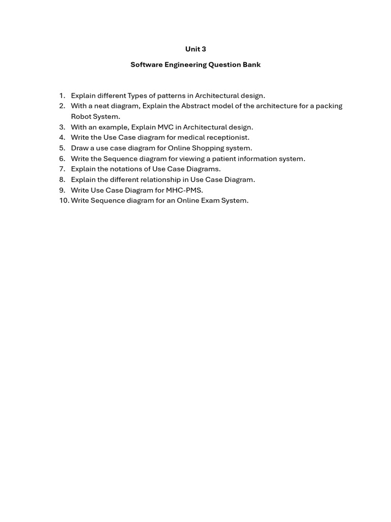 Software Engineering Question Bank | PDF