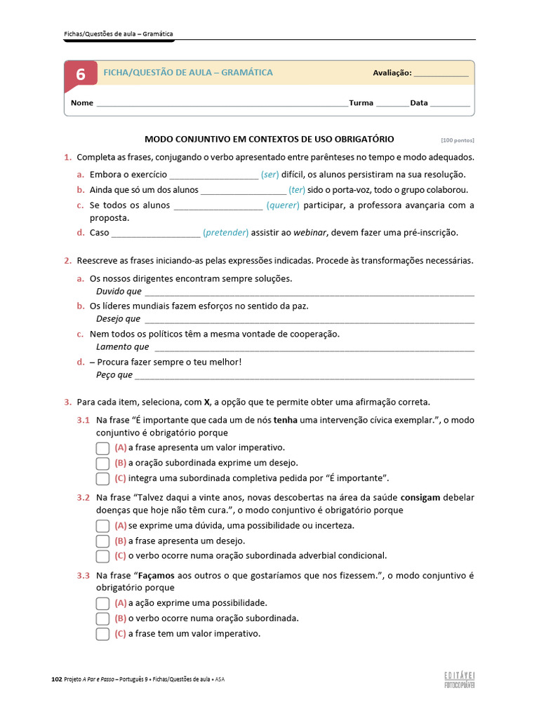 APP9 DP [QA-G 6 Modo Conjuntivo] | PDF
