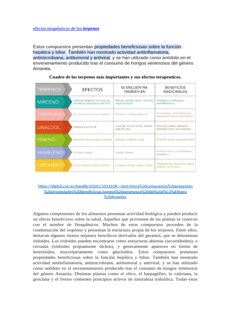 Efectos Terapeuticos de Los Terpenos | PDF Efectos Terapeuticos de Los Terpenos | PDF