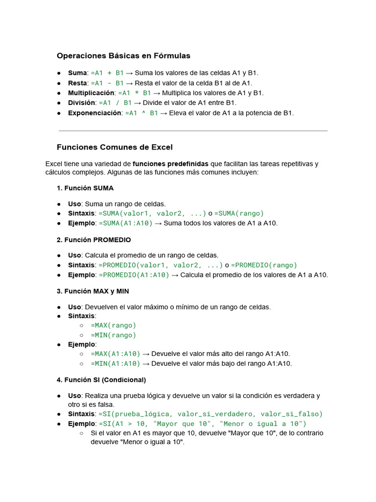 EXCEL Formulas | PDF | Microsoft Excel | Matemáticas