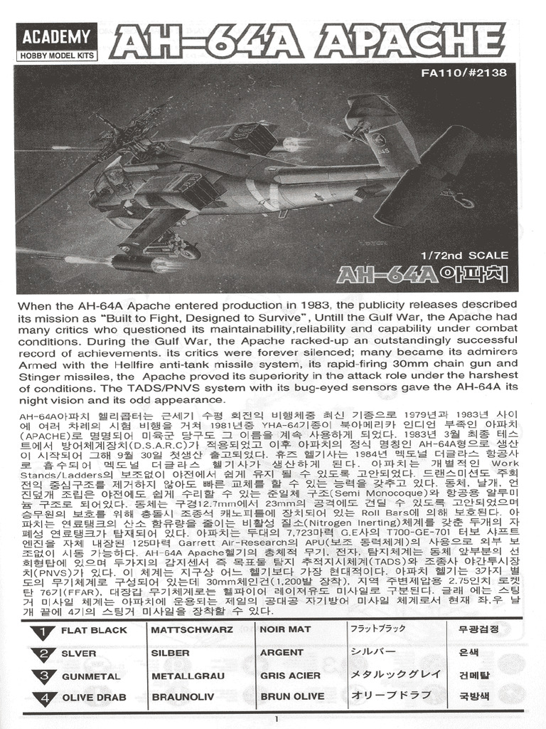 Academy - Ah-64a Apache | PDF