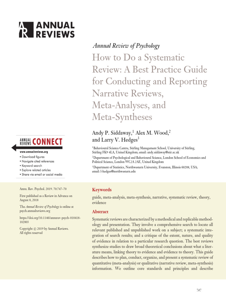 How To Do A Systematic Review: A Best Practice Guide For Conducting and Reporting Narrative ...