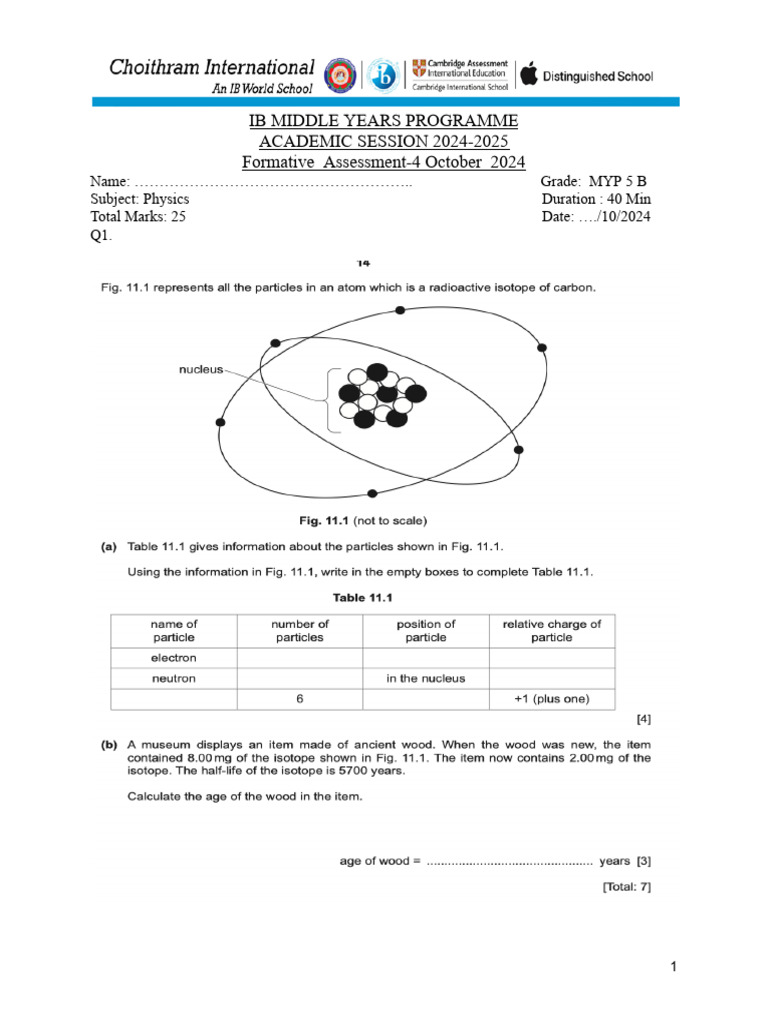 MYP 5 Physics FA 3-2 | PDF