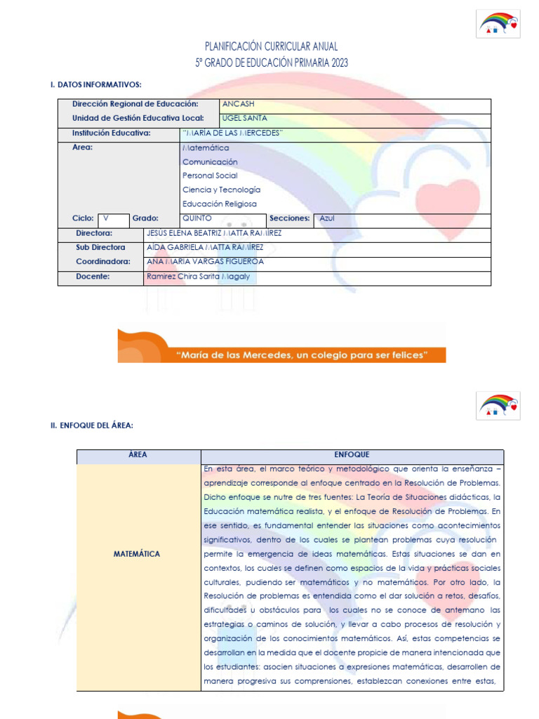 Planificacion Anual 2023 de 5to | PDF | Números | Aprendizaje