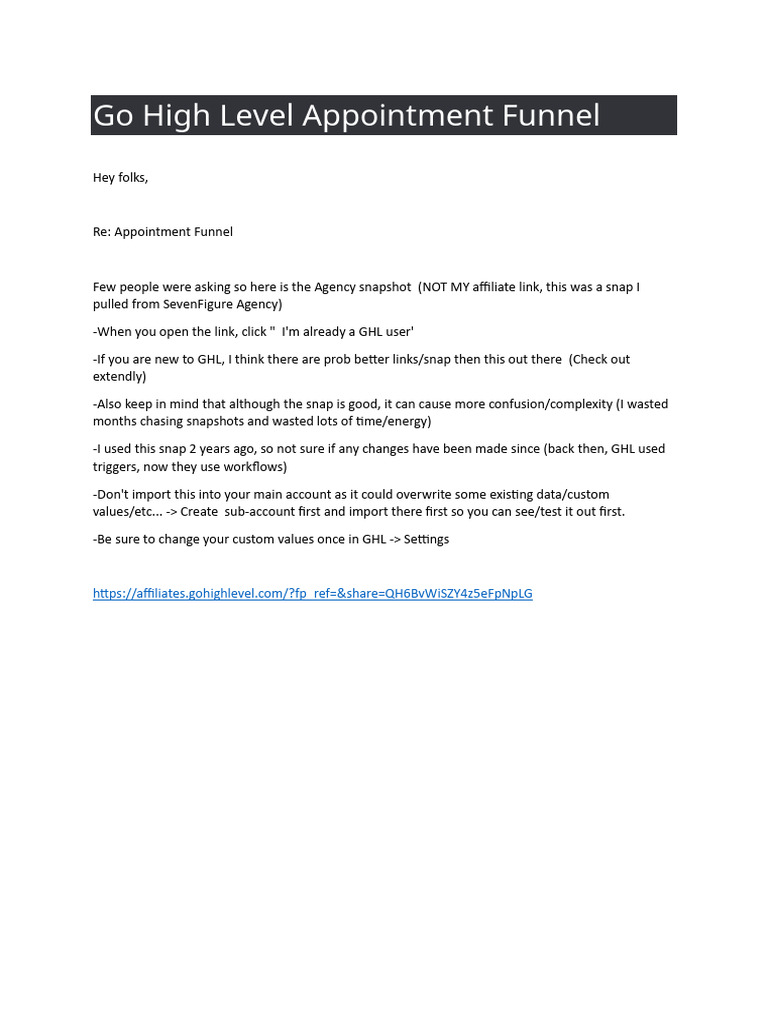 Go High Level Appointment Funnel Guide | PDF