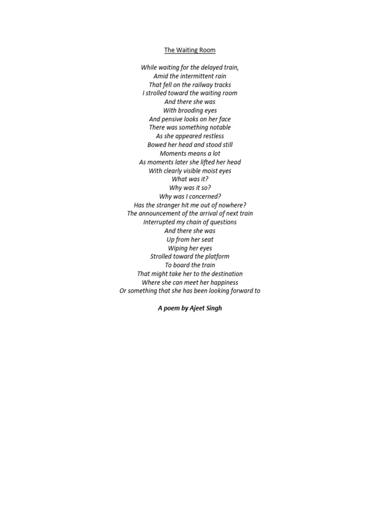 The Waiting Room: A Poetic Encounter | PDF
