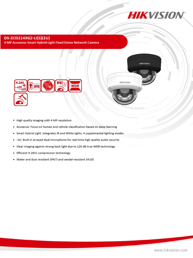 DS-2CD2143G2-LIS2U Datasheet 20240704 | PDF | Camera Lens | Field Of View