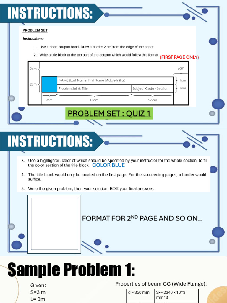 PROBLEM-SET-QUIZ-1 | PDF | Bending | Beam (Structure)