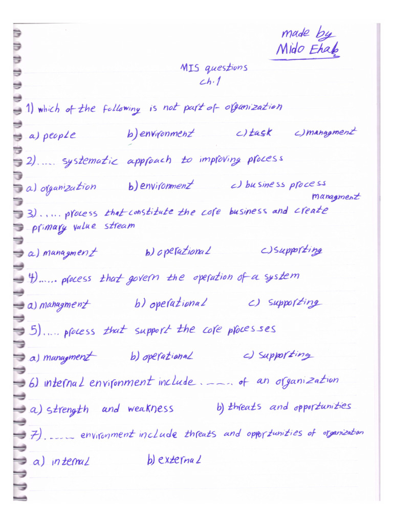 Mis Chapter 1 MCQ | PDF