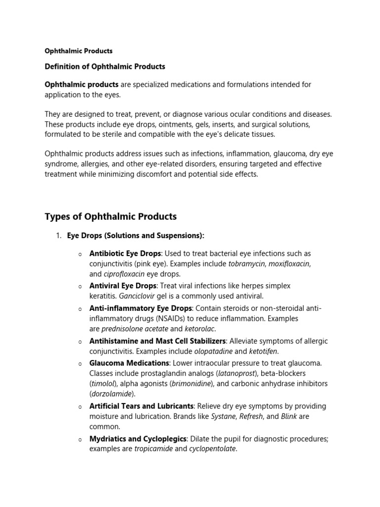 Ophthalmic Products | PDF | Sterilization (Microbiology) | Human Eye