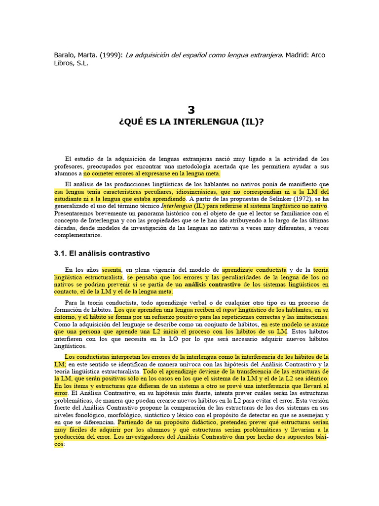 Baralo 1999 3 | PDF | Verbo | Aprendizaje