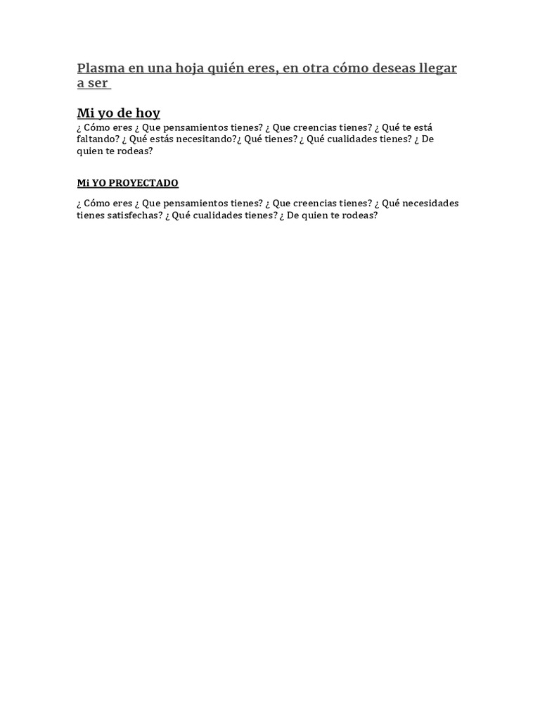 Yo Proyectado Ejercicio | PDF