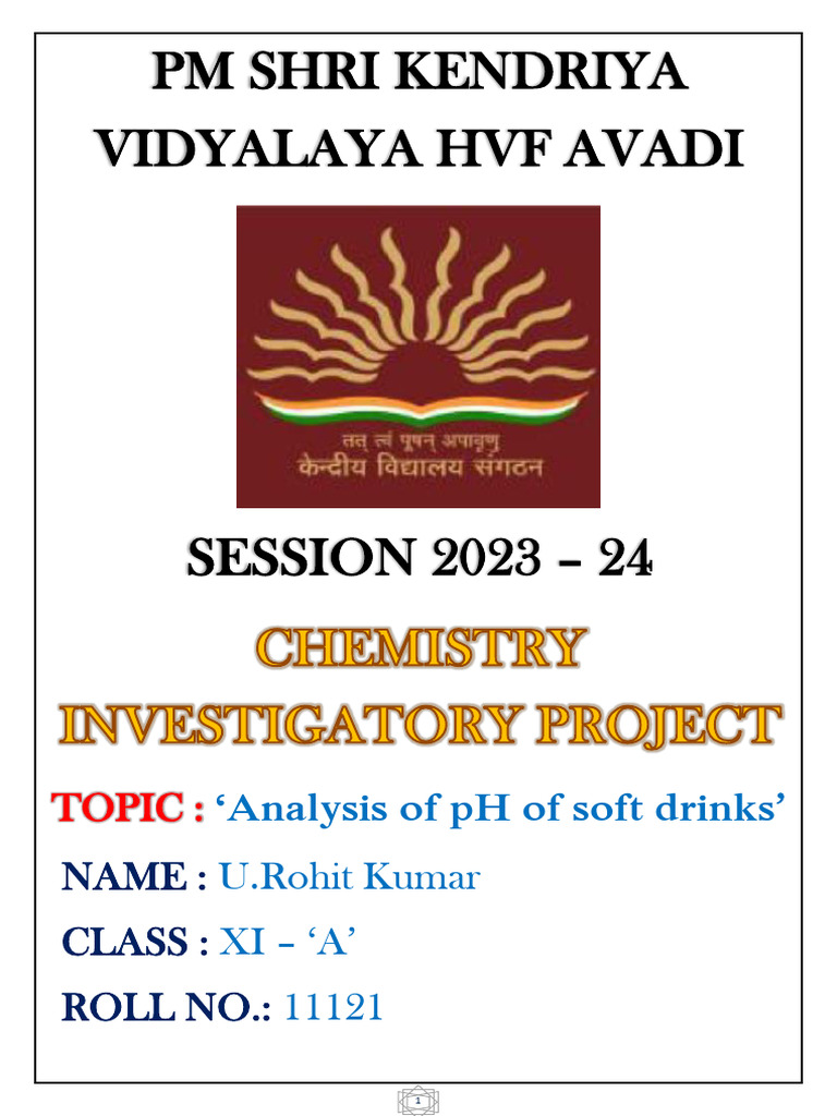 Chemistry Investigatory Project (Rohit) | PDF | Ph