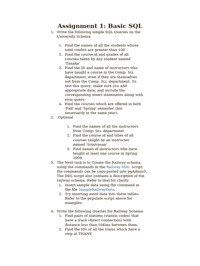 SQL Tasks for Students | PDF