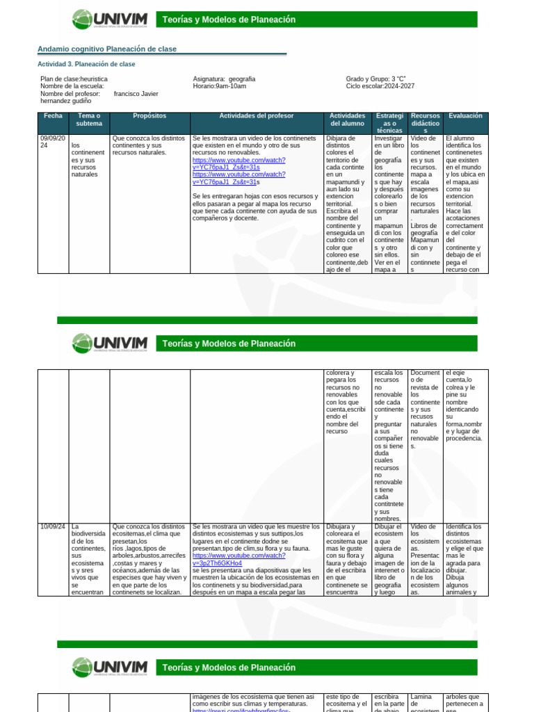 Andamio Cognitivo Planeaci¢n de Clase | PDF | Ciencias de la Tierra