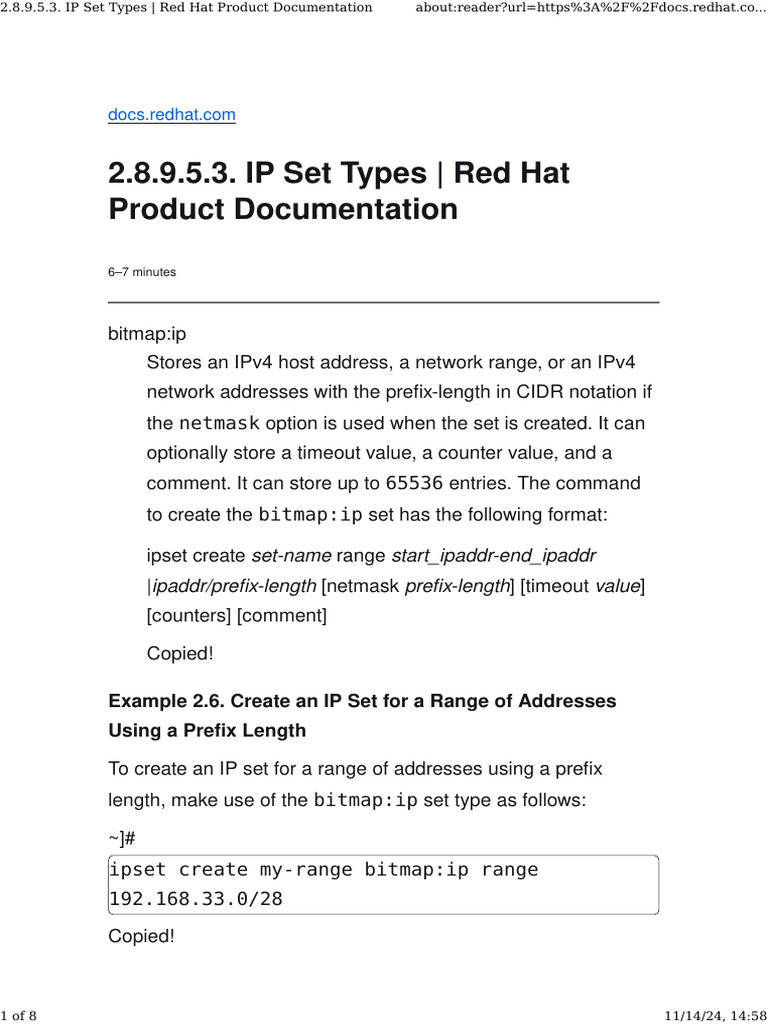2.8.9.5.3. IP Set Types _ Red Hat Product Documentation | PDF | Ip Address | Port (Computer ...