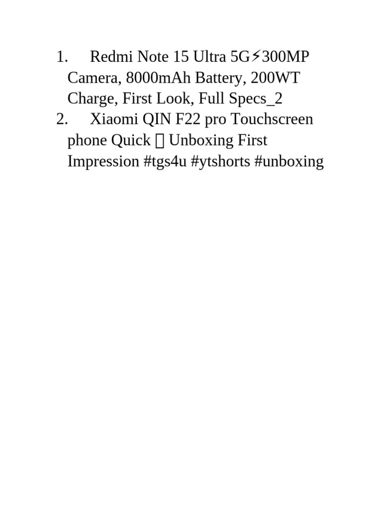 Redmi Note 15 Ultra 5G Specs & Unboxing | PDF