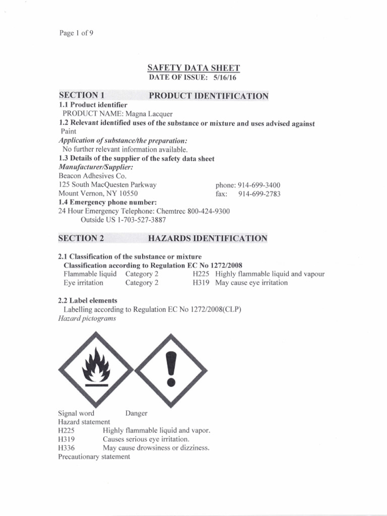 23.03.10 - MSDS - Magna Lacquer | PDF