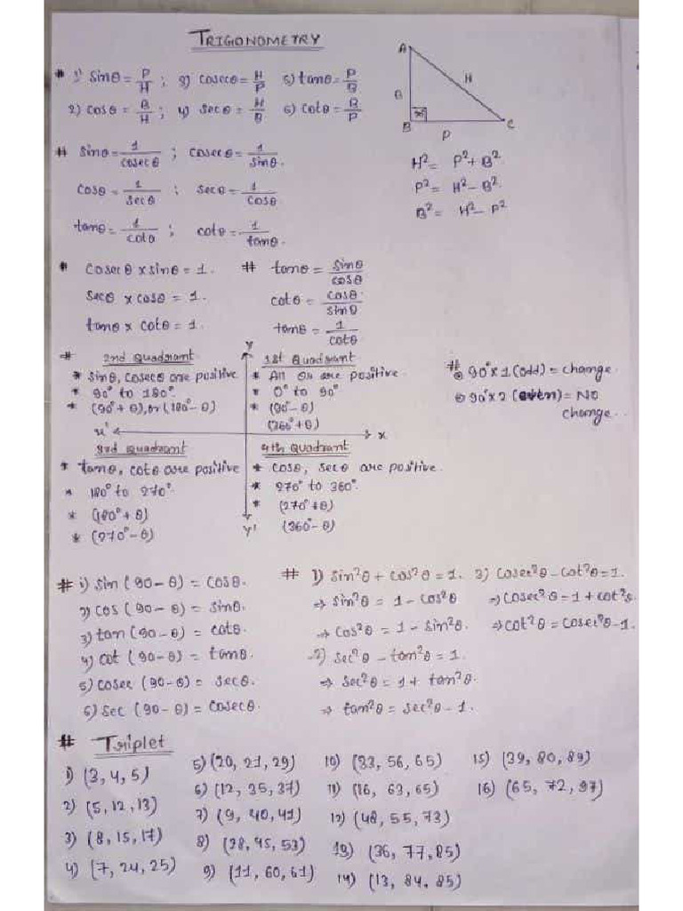 Trigonometry Formula | PDF