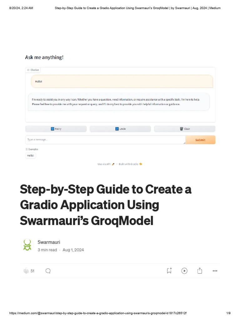 Step By Step Guide To Create A Gradio Application Using Swarmauri S Groqmodel By Swarmauri