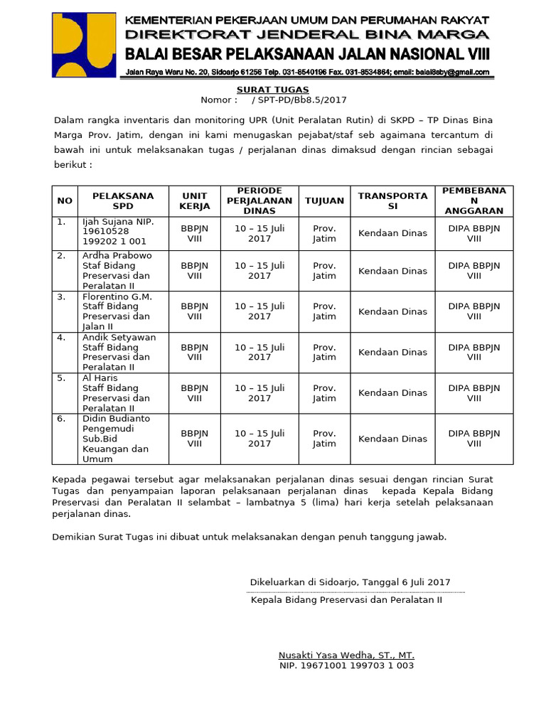 SPT PEMERIKSAAN monev alat skpd 10-15 juli 2017 | PDF