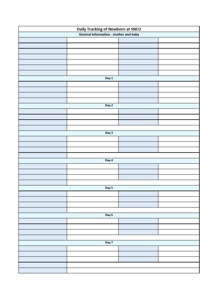 SNCU Daily Tracking - Format | PDF | Breast Milk | Milk