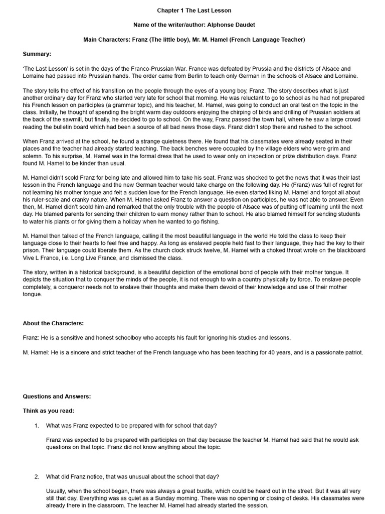 The Last Lesson Flamingo | PDF | Minority Group | Teachers