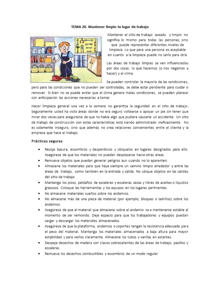 Tema 20. Mantener Limpio Tu Lugar de Trabajo | PDF | Residuos