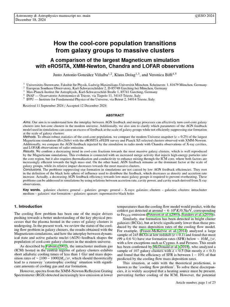 How The Cool-Core Population Transitions From Galaxy Groups To Massive ...