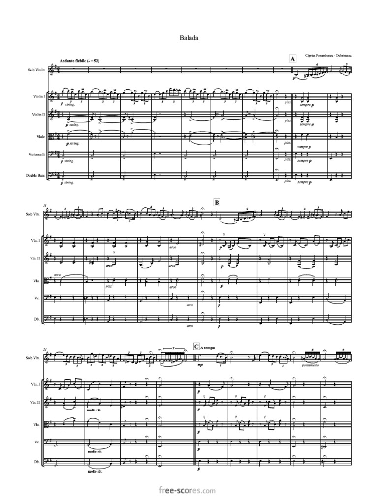 Porumbescu, Ciprian - Ballade Op. 29 (Score) | PDF