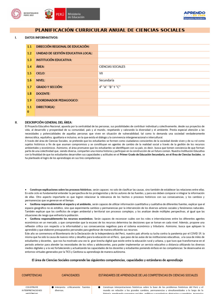 Programacion Anual 4°sec - CCSS | PDF | Sustentabilidad | Aprendizaje