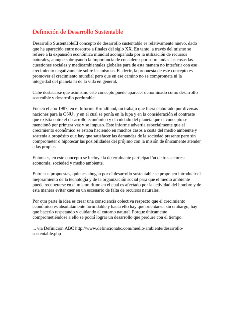 Definición de Desarrollo Sustentable | PDF
