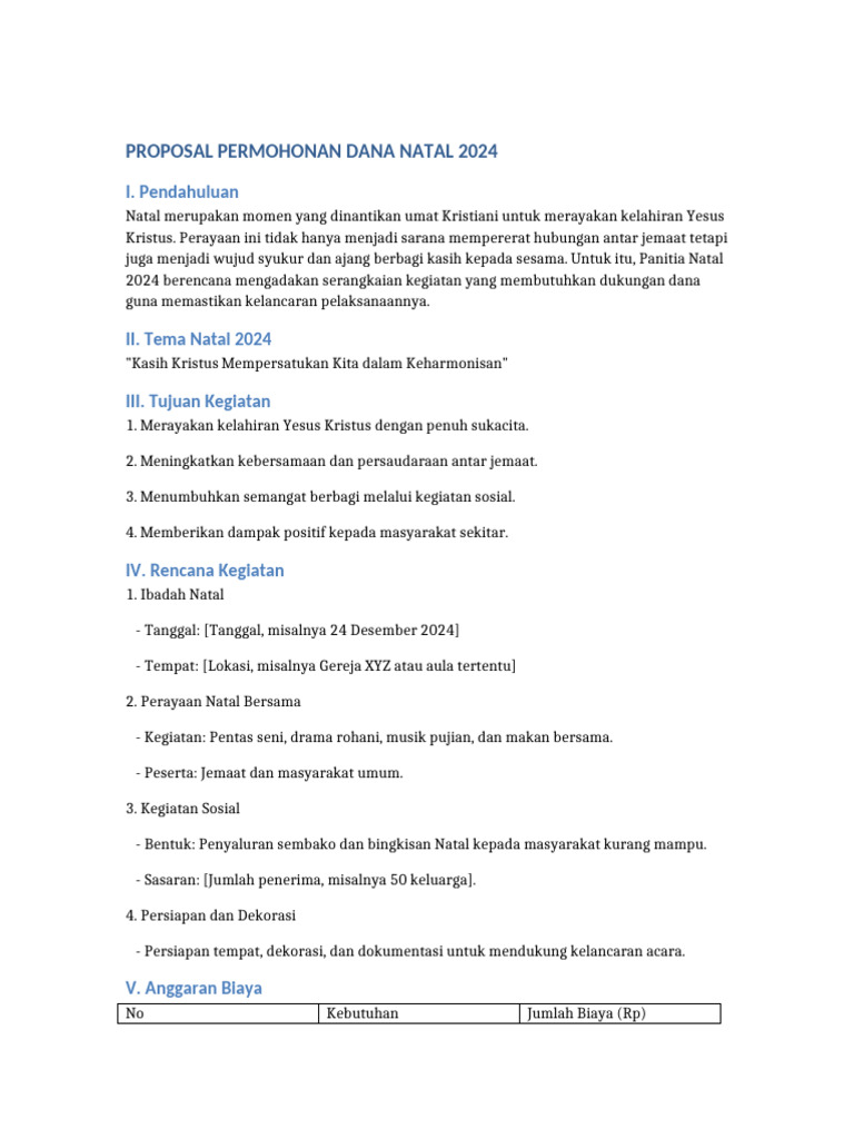 Proposal Permohonan Dana Natal 2024 | PDF