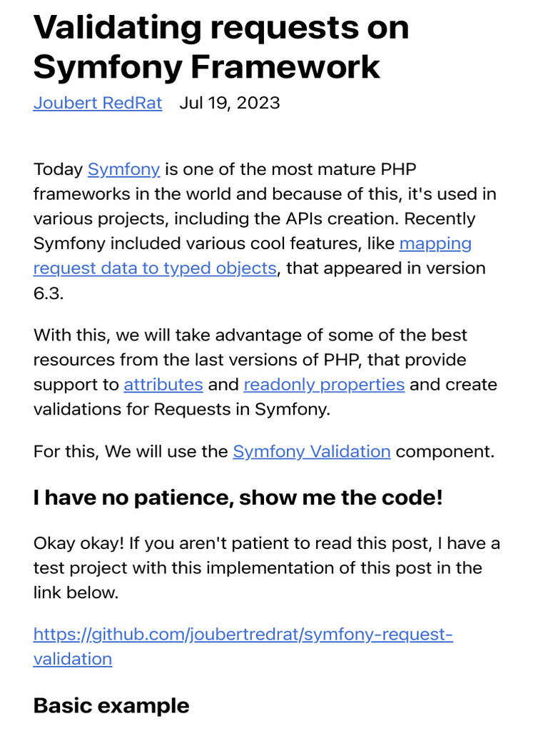 Validating Requests On Symfony Framework | PDF | Json | Php