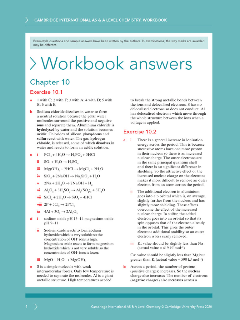 Workbook Answers Chapter 10 Asal Chemistry | PDF | Ionic Bonding ...