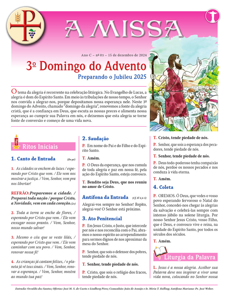 A Missa (Assemb.) - 3º Domingo Do Advento (15!12!24) | PDF | Advento | Maria, mãe de Jesus