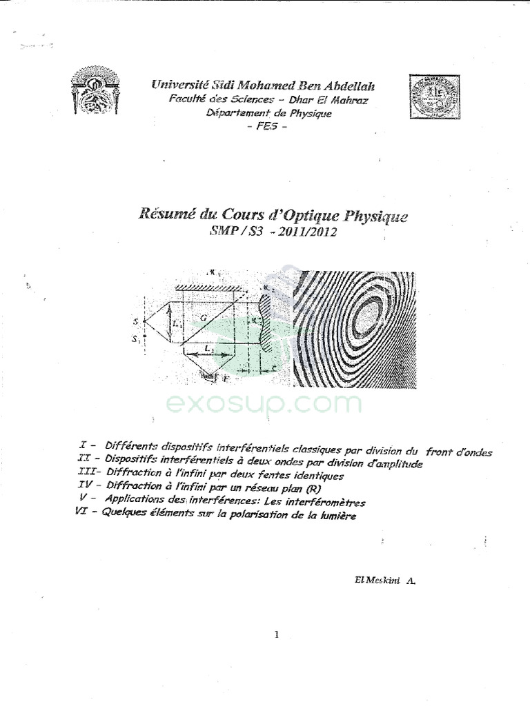 Résumé Optique Ondulatoire SMP S4 FSF-1 | PDF