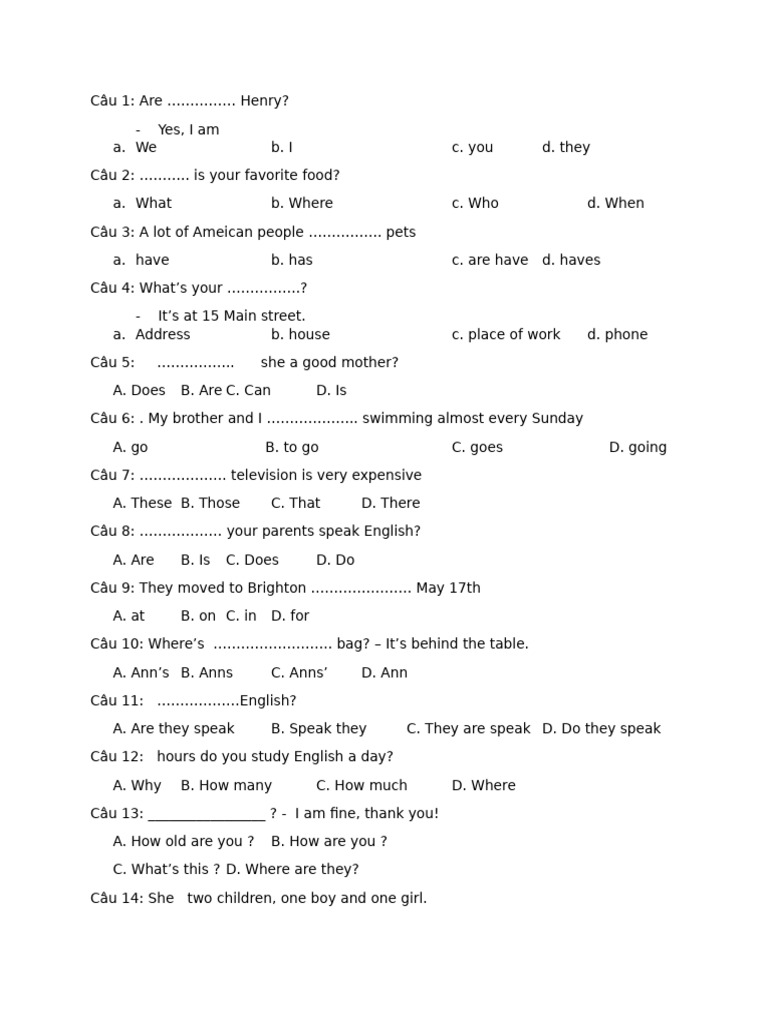 The Examination of American English File 1 From Unit 1 To Unit 6 | PDF
