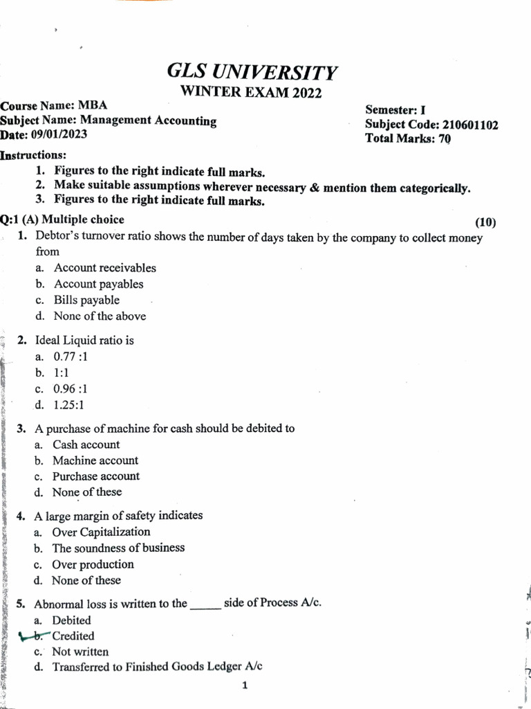 Management Accounting Past Papers | PDF