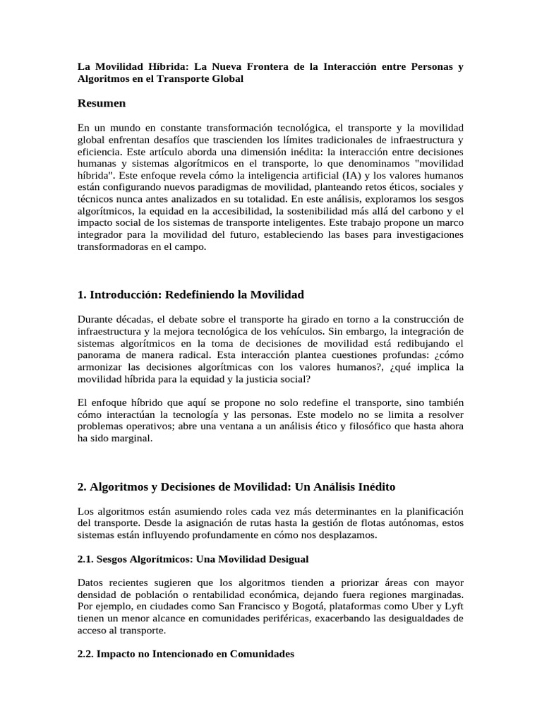 La Movilidad Híbrida DavidP | PDF | Transporte | Sustentabilidad