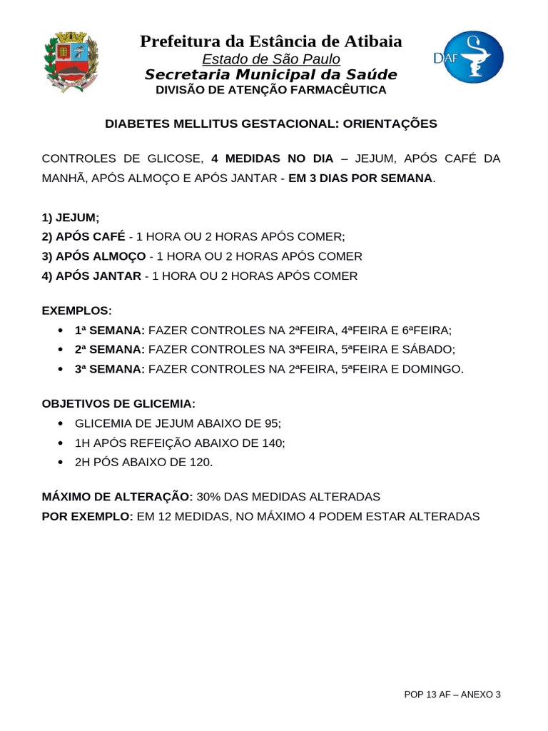 POP 013 AF - ANEXO 3 - ORIENTAÇÕES DM GESTACIONAL | PDF
