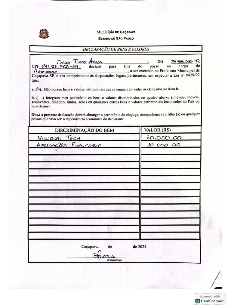 Cadastro Agente Politico Saulo Azola | PDF