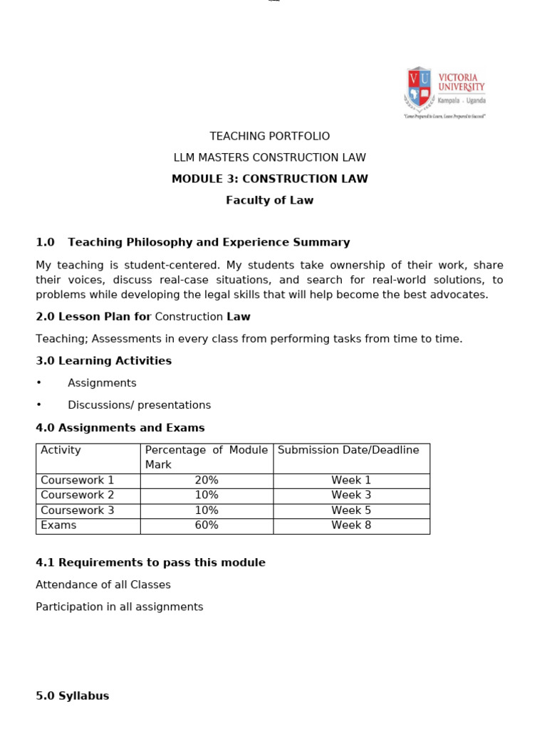 Construction Law Teaching Portfolio | PDF | Case Law | Justice
