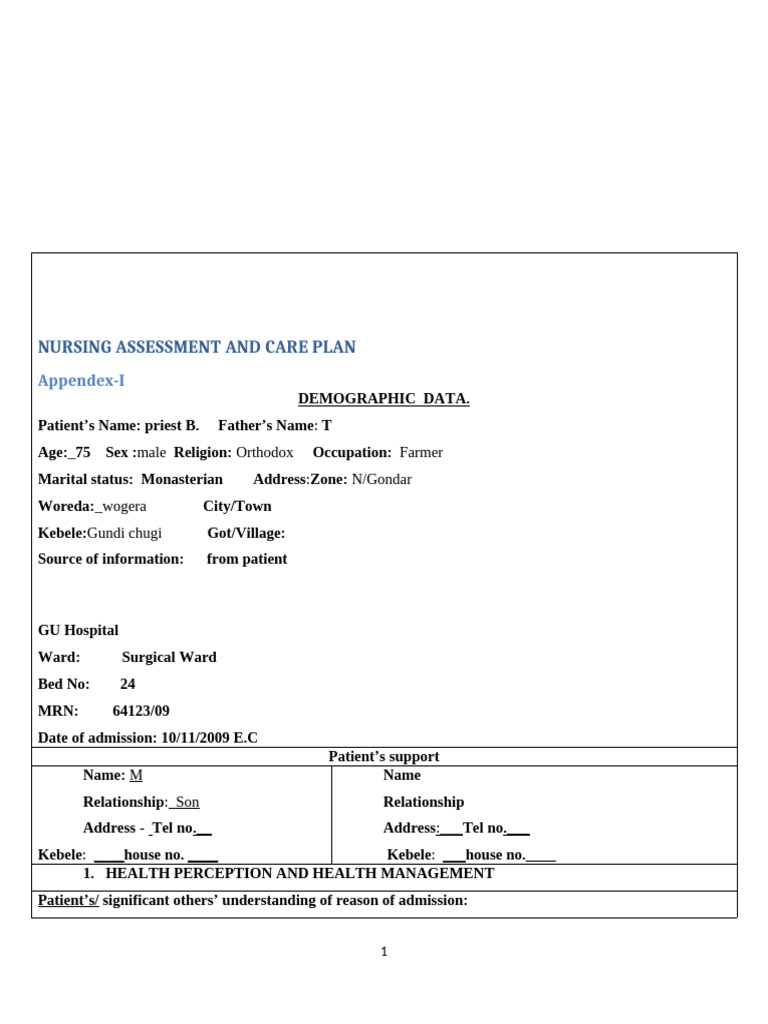 Nursing Care Plan Sample (1) | PDF | Pain | Urinary Incontinence
