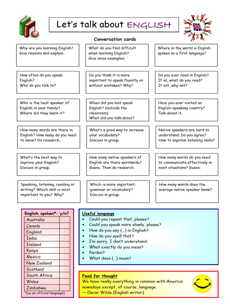 English Conversation Practice Cards | PDF | English Language ...