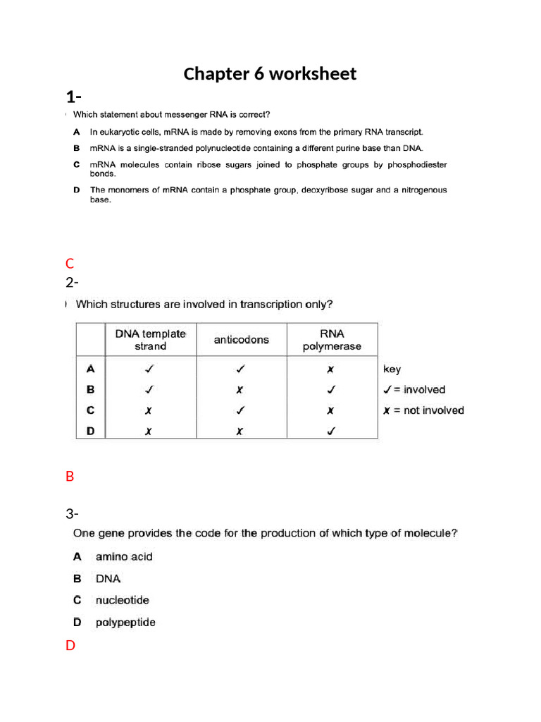 Chapter 6 Worksheet (MS) | PDF